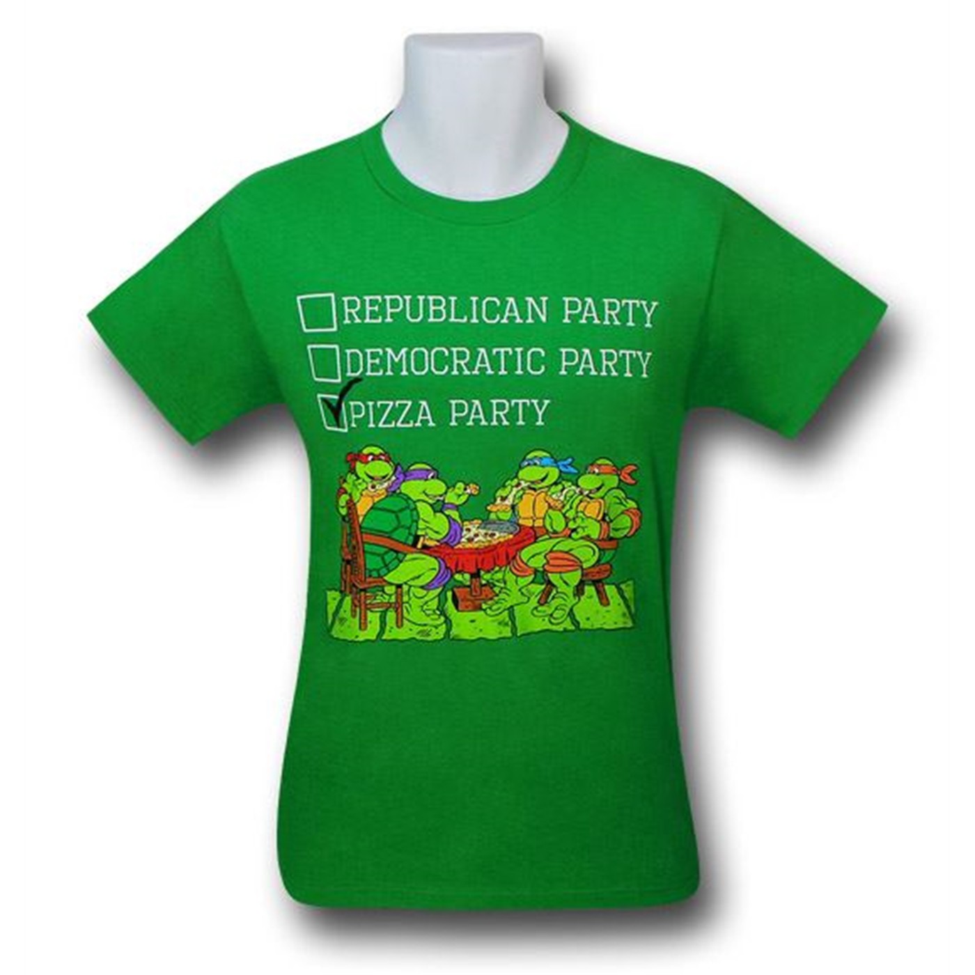 Product image 0 for TMNT Vote Pizza Party Green 30 Single T-Shirt