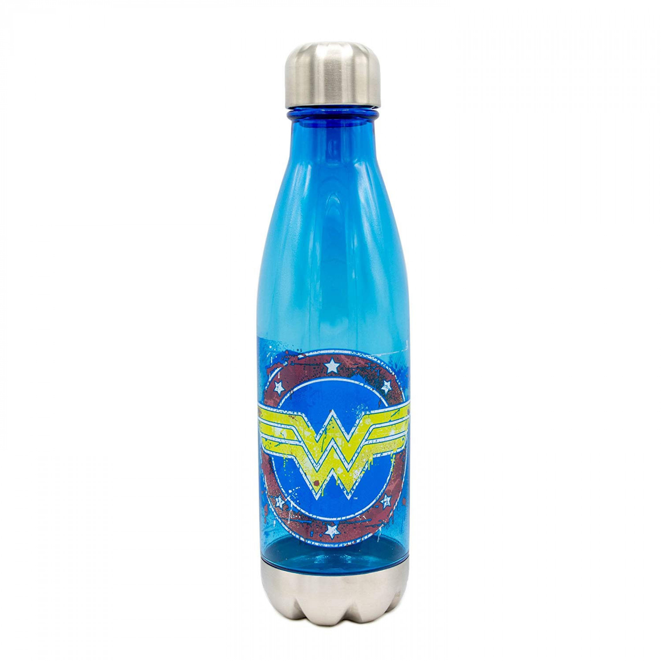 Product image 0 for Wonder Woman Splatter Paint Logo Curved Water Bottle