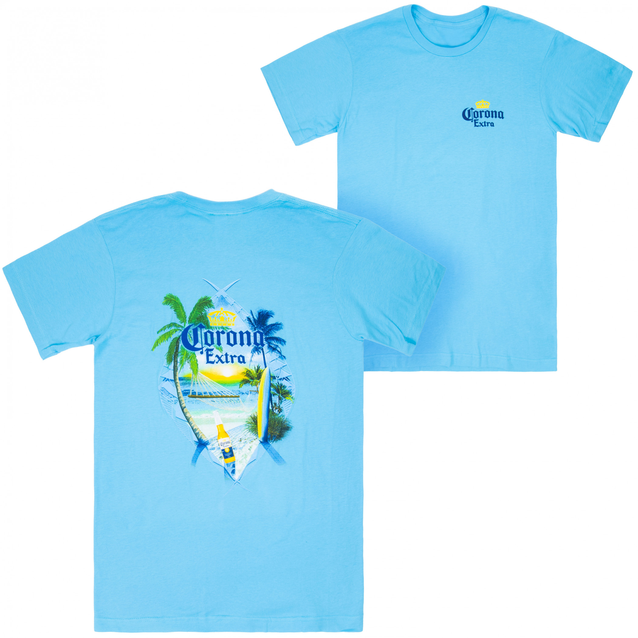 Product image 0 for Corona Extra At The Beach Aqua Front and Back T-Shirt