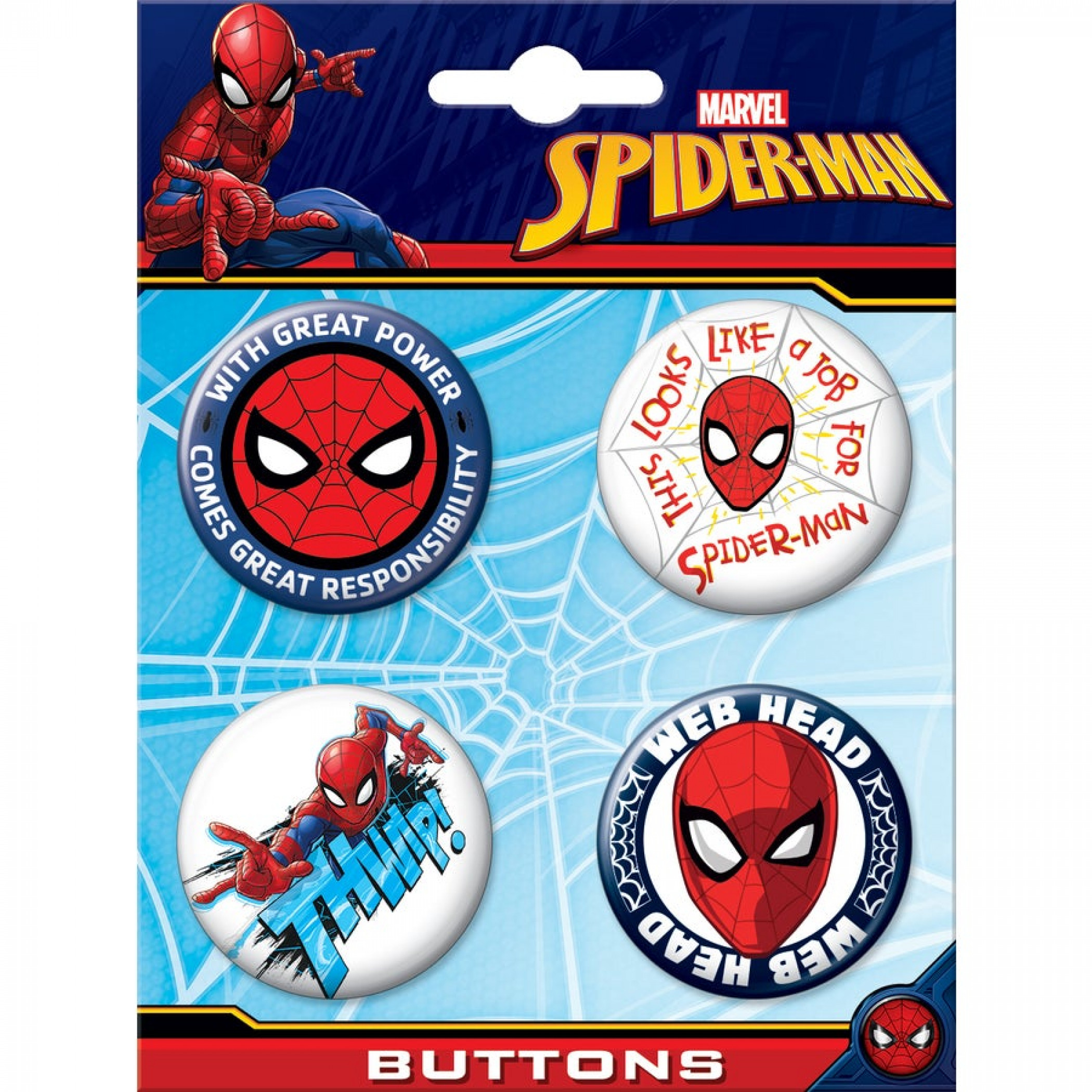 Product image 0 for Spider-Man Web Head 4-Piece Button Set