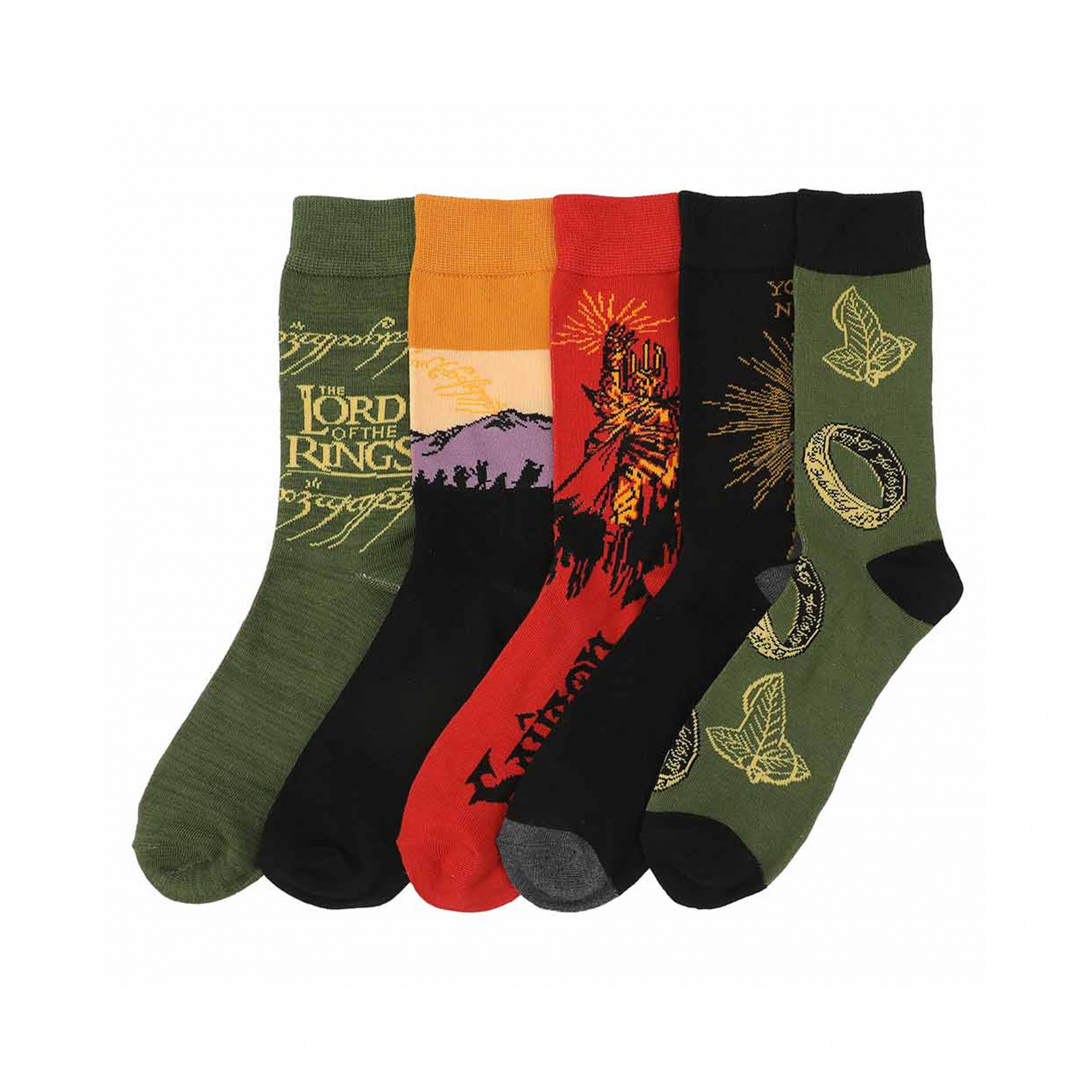 Product image 0 for Lord of the Rings Mixed Art 5-Pair Pack of Crew Socks