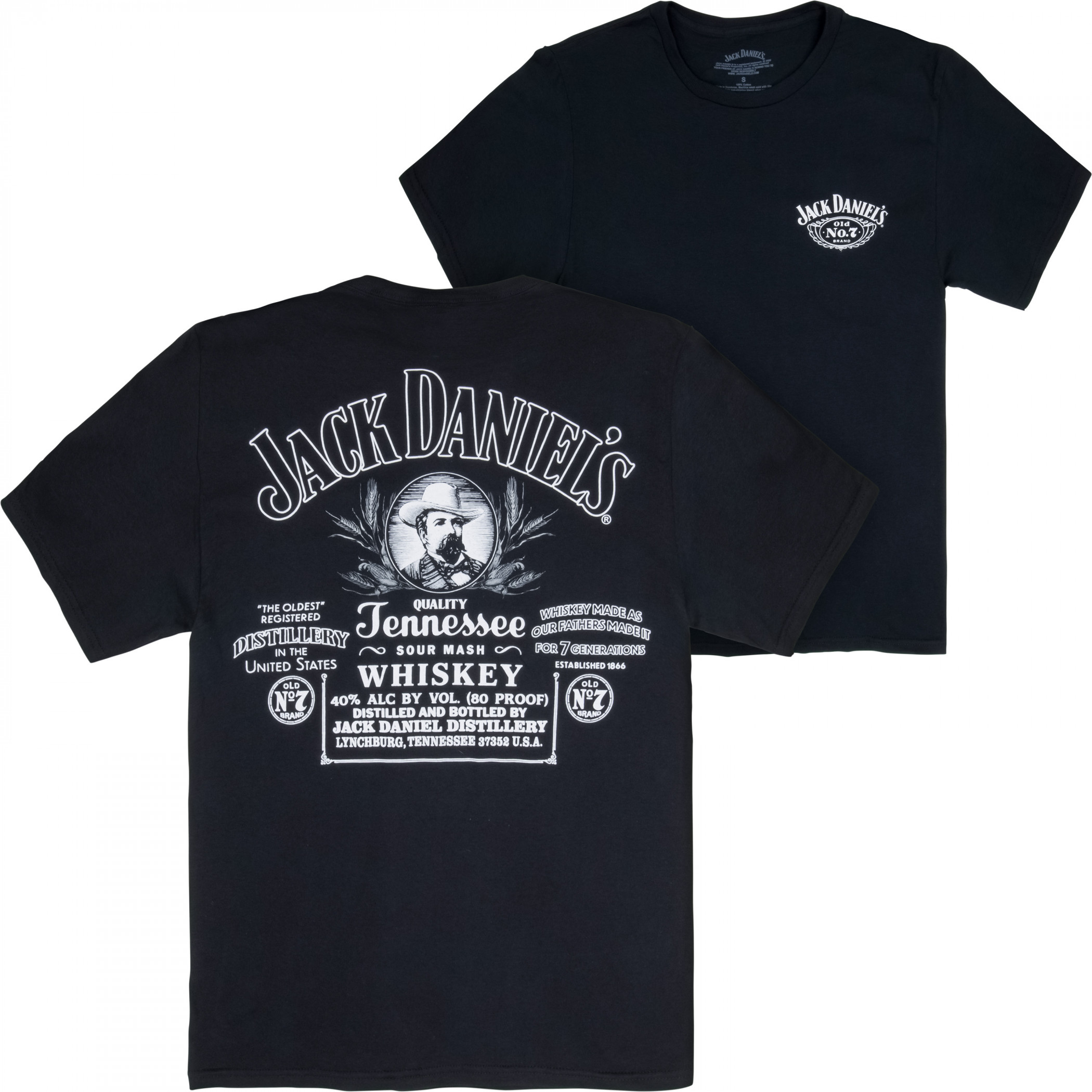 Product image 0 for Jack Daniels Vintage Label Front & Back Print T-Shirt