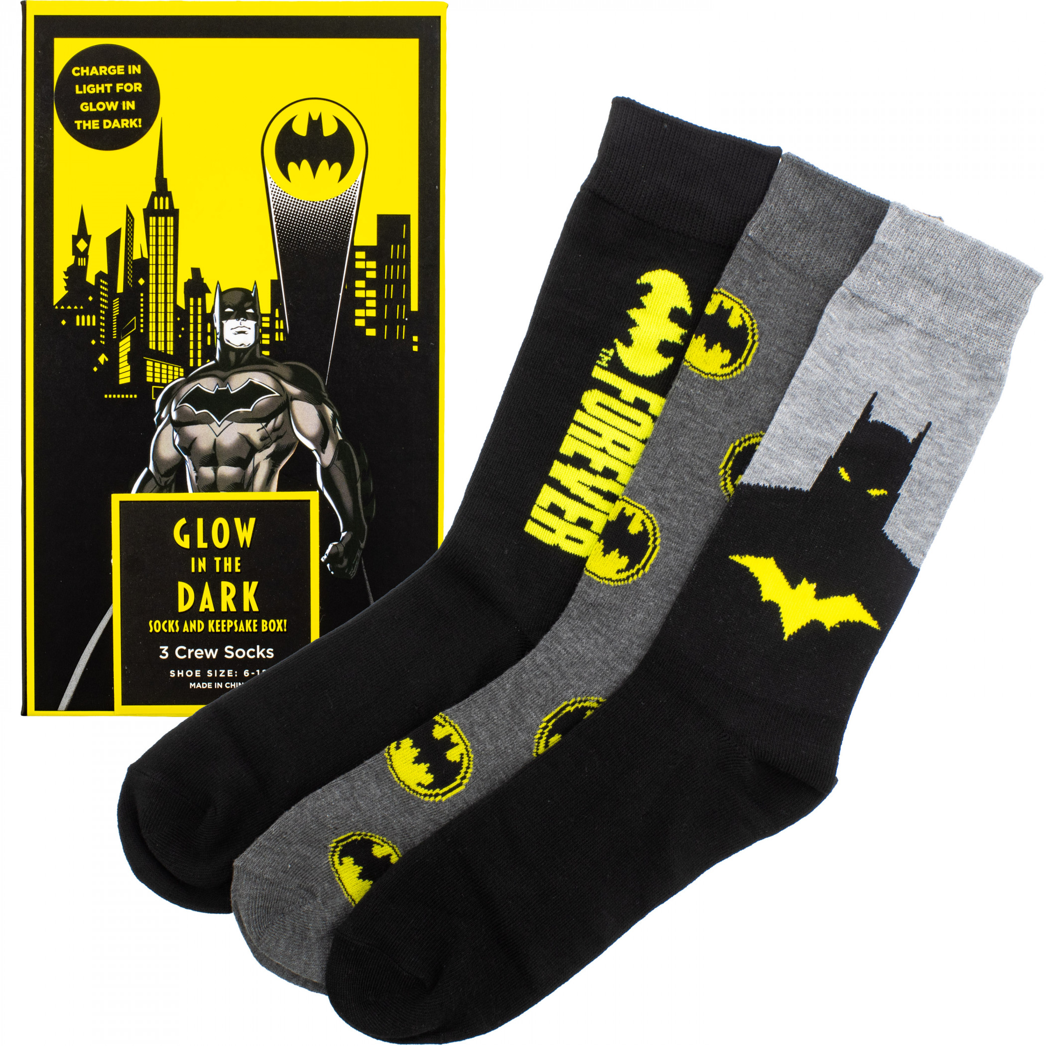 Product image 0 for Batman 85 Years 3-Pair Crew Socks in Glow in The ...