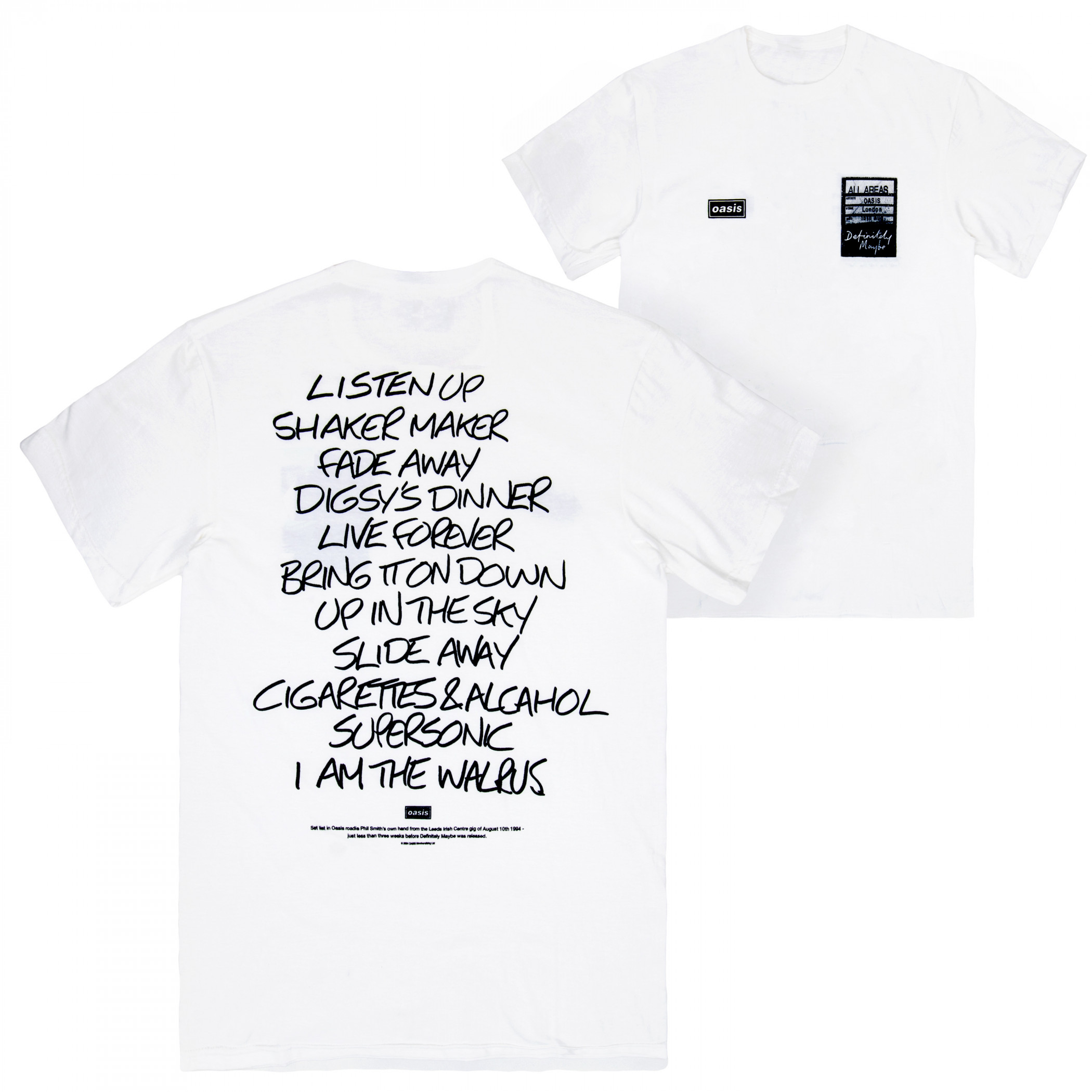 Product image 0 for Oasis Definitely Maybe AAA Setlist Front and Back ...
