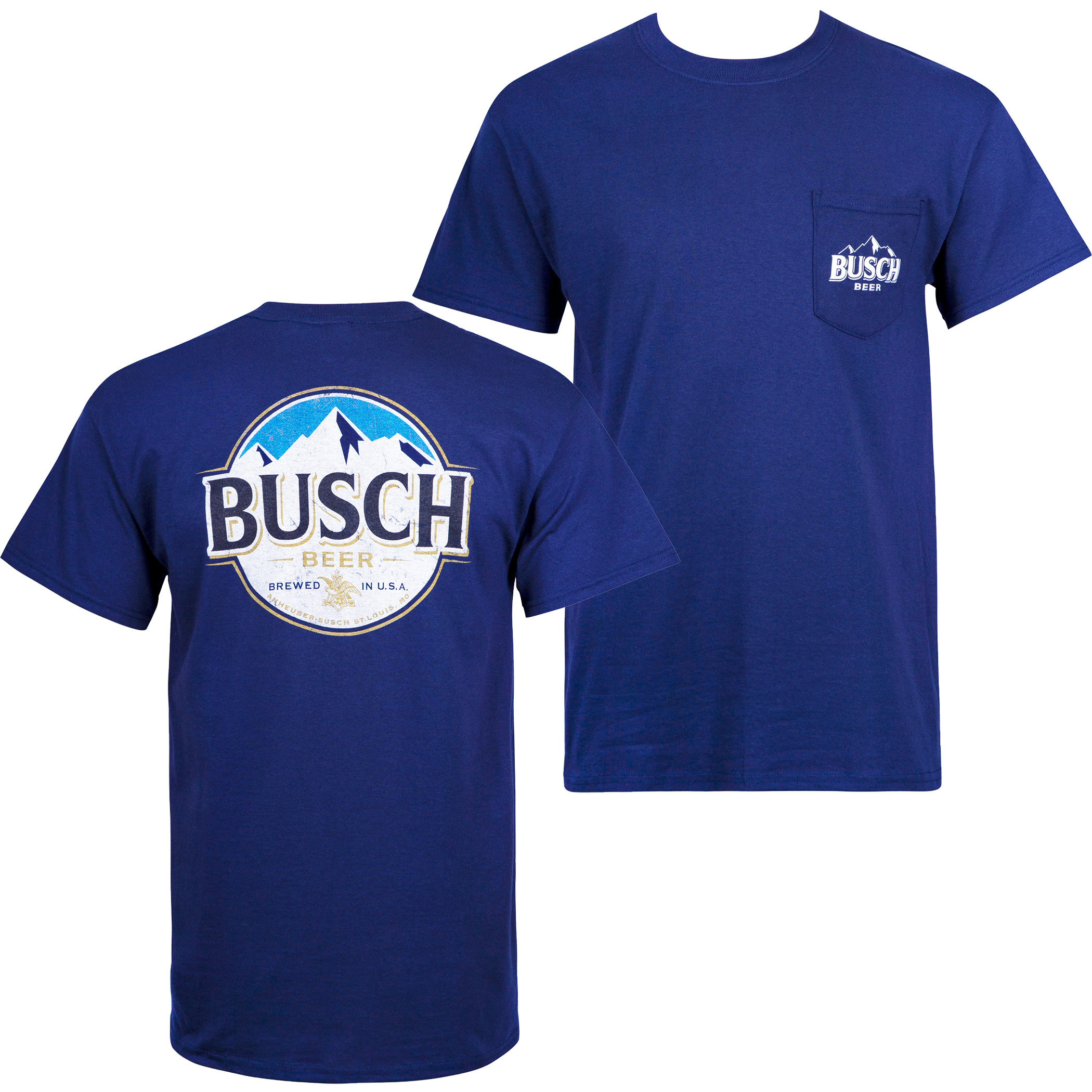 Product image 0 for Busch Front And Back Print Blue Pocket Tee Shirt