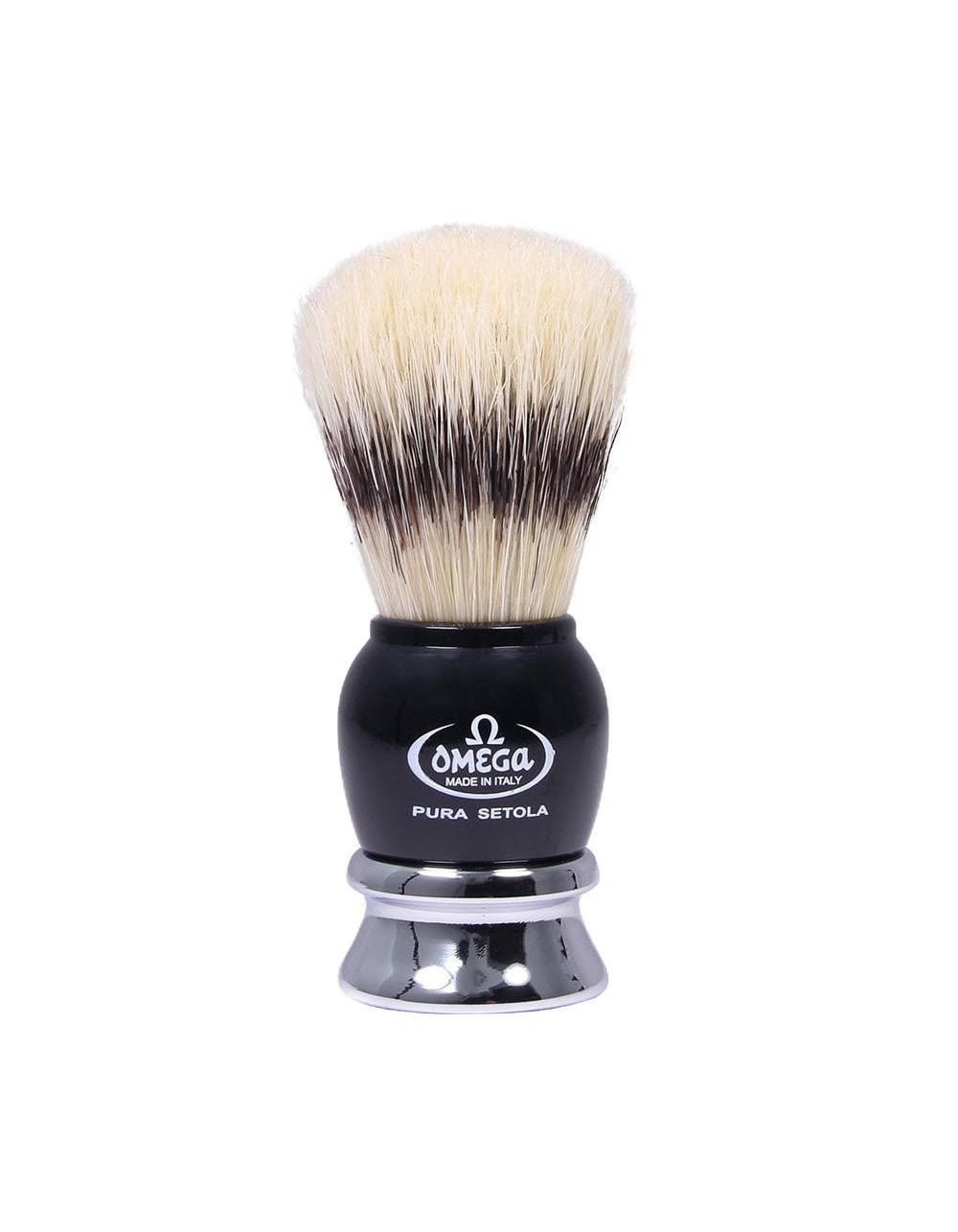 Omega 11648 Boar Bristle Shaving Brush, Black and Chrome - West Coast ...
