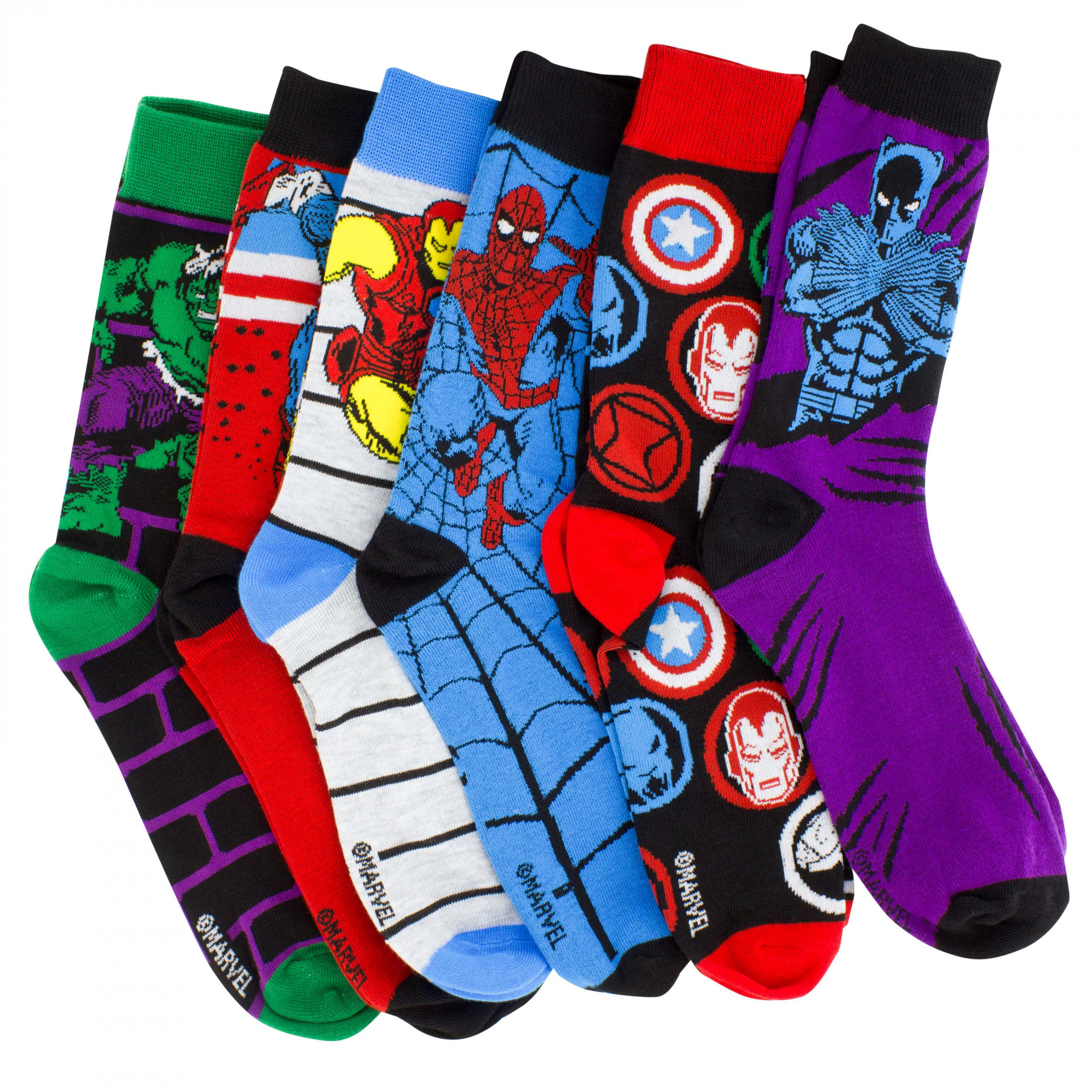 Product image 0 for Marvel Avengers Comic Art 6-Pair Pack of Crew Socks