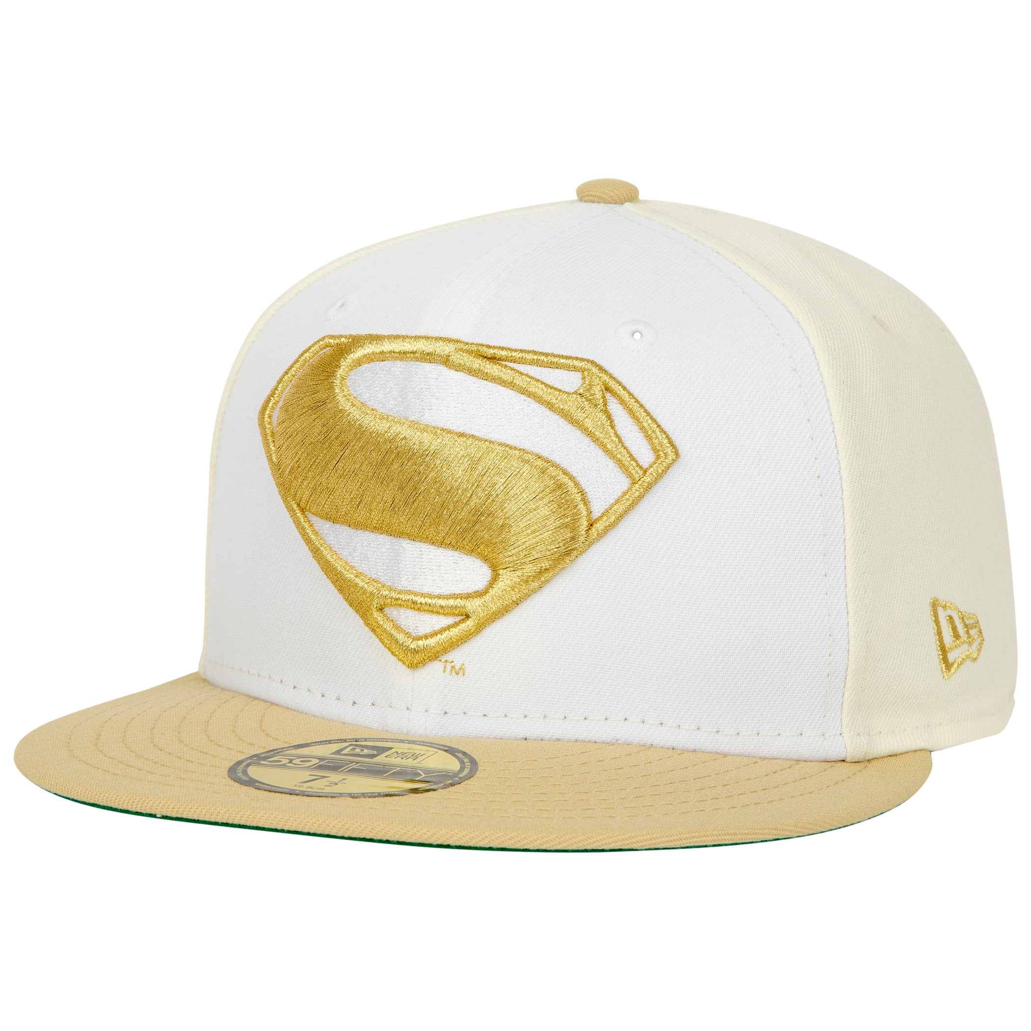 Product image 0 for Superman Logo White Gold New Era 59Fifty Fitted Hat