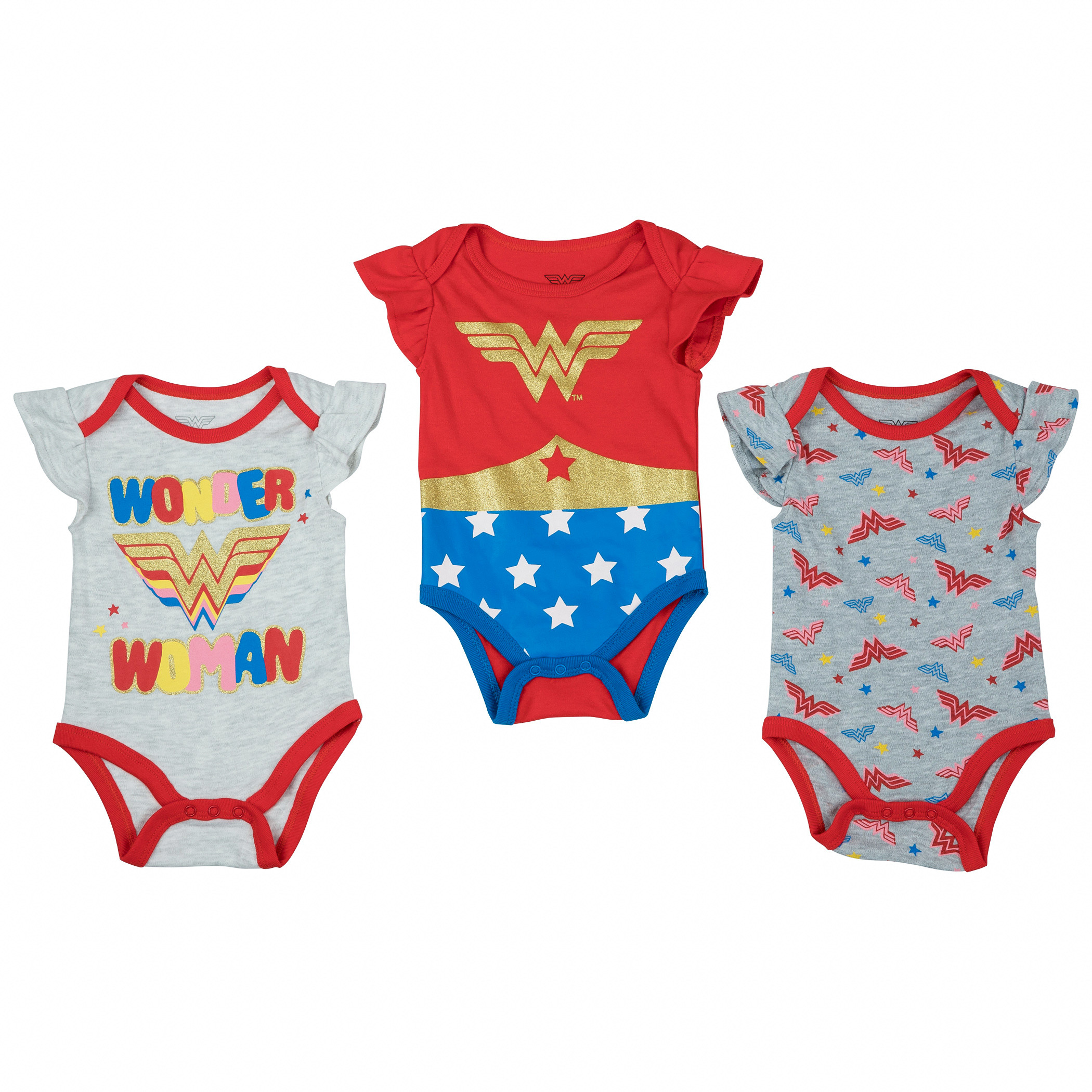 Product image 0 for Wonder Woman Suit and Icons 3-Pack Infant Bodysuit Set