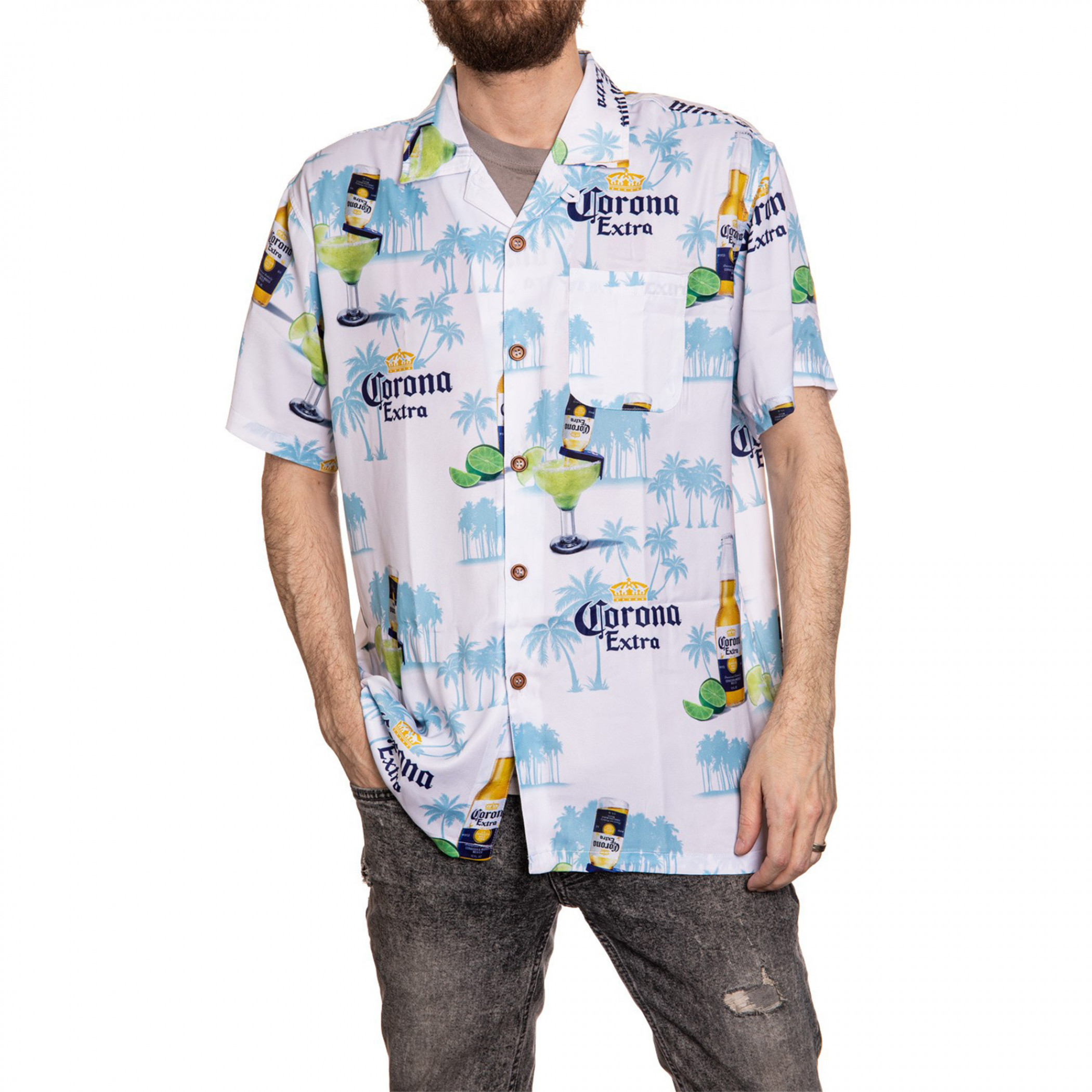 Product image 0 for Corona Extra White Hawaiian Button Up Shirt