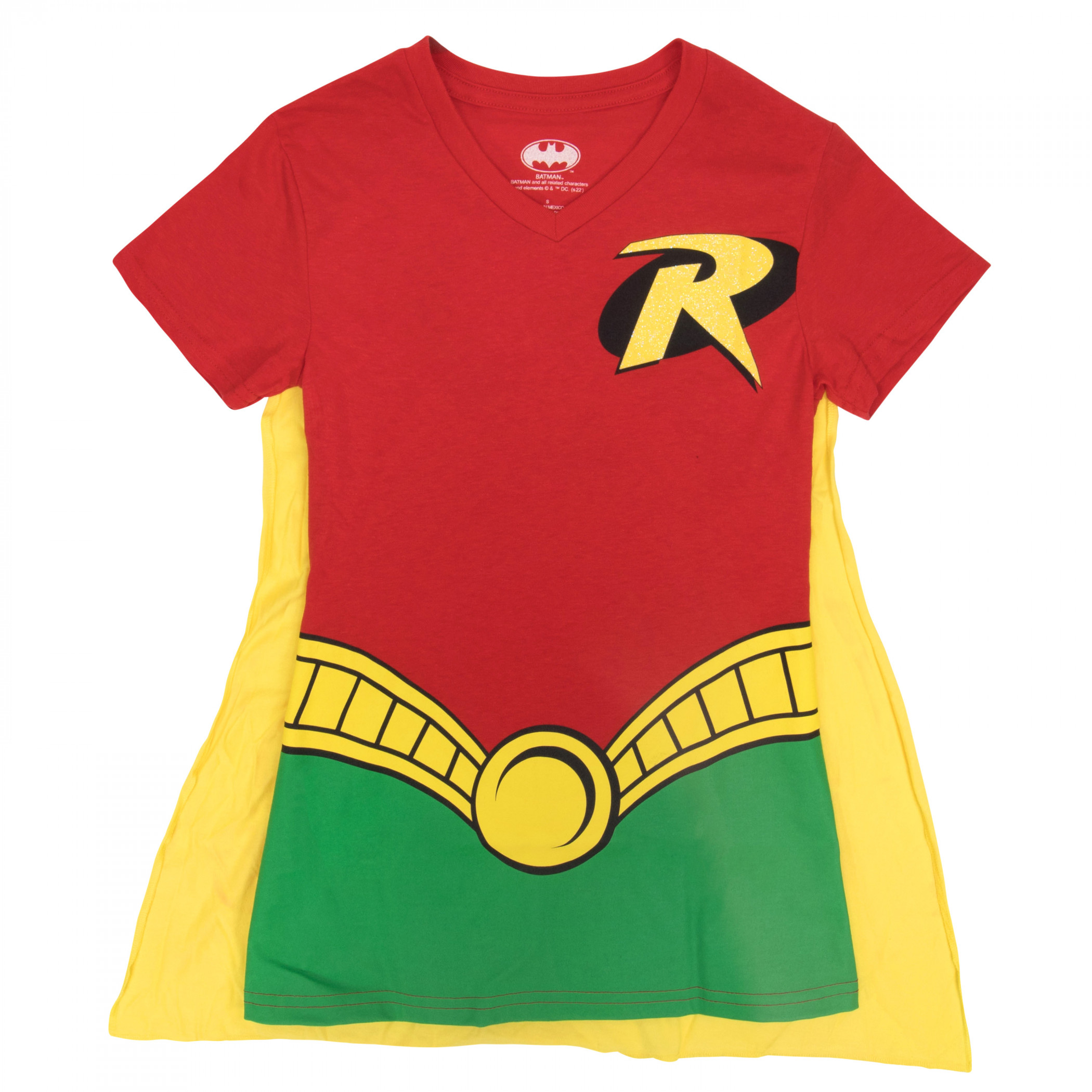 Product image 0 for Robin Women's V-Neck Caped Costume T-Shirt