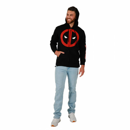 Product image 3 for Deadpool Classic Logo Zip-Up Hoodie with Sleeve Print