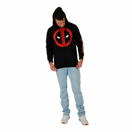 Product image 4 for Deadpool Classic Logo Zip-Up Hoodie with Sleeve Print