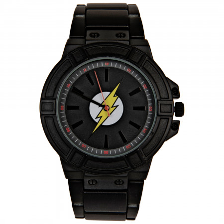 DC Comics Flash Classic Symbol Watch Face with Black Metal Band