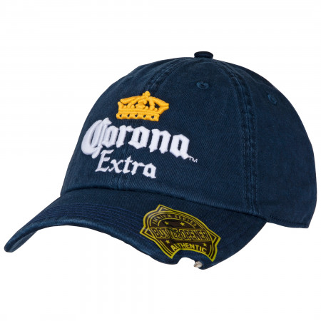 Corona Extra Bottle Opener Navy Blue Adjustable Snapback Hat