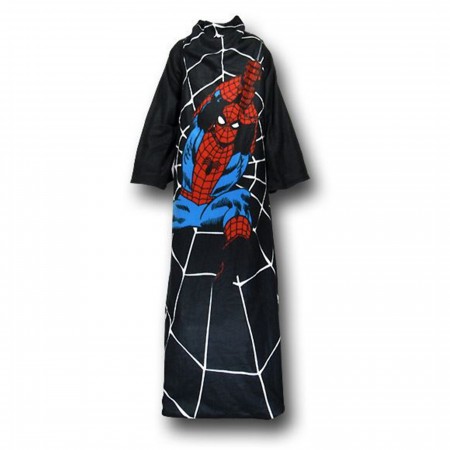 Spiderman Adult Black Sleeved Blanket