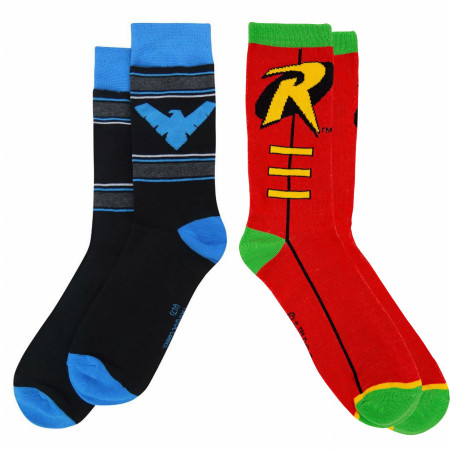 Robin and Nightwing Dick Greyson Crew Socks 2-Pair Pack