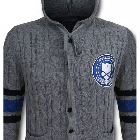 Product image 2 for X-Men Xavier Crest Hooded Cable Knit Men's Cardigan
