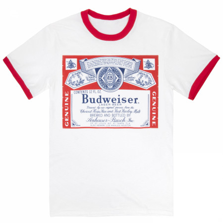 Budweiser Men's White Ringer T-Shirt