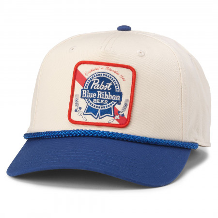 Pabst Blue Ribbon Two Tone Flat Bill Adjustable Snapback Hat