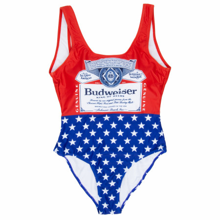 Budweiser Bottle Label and Stars Women's One Piece Swimsuit