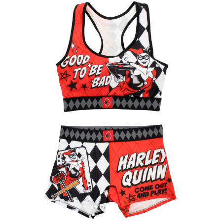 Harley Quinn Good to be Bad Sport Bra and Boyshort Panty Set