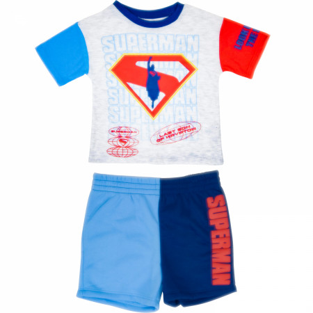 Superman Red White and Blue Toddler Boy's Shirt and Shorts 2-Piece Set