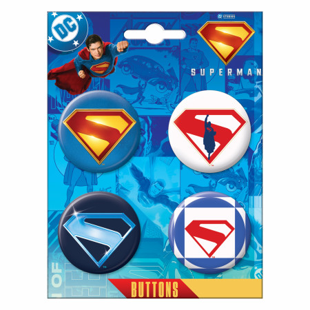 Superman Movie 2025 Logo Buttons, 4-Pack