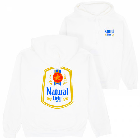 Natural Light Label White Front and Back Print Hoodie