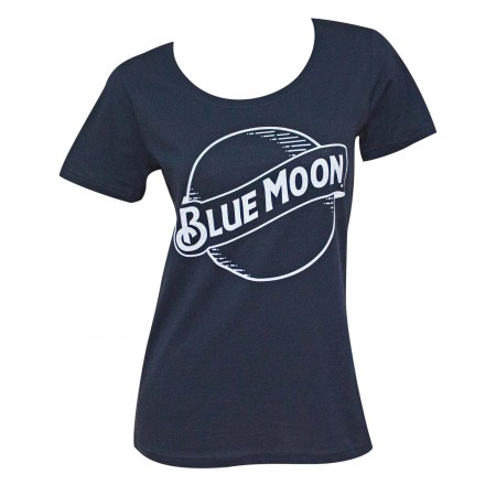 Blue Moon Women's Navy Blue Round Logo T-Shirt