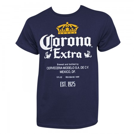 Corona Extra Bottle Label Navy Blue T-Shirt