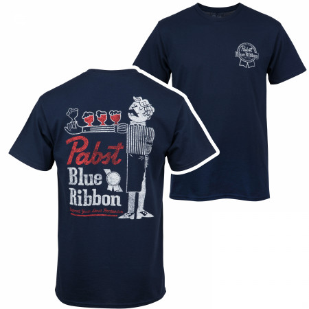 Pabst Blue Ribbon Support Bartenders Front and Back Print T-Shirt