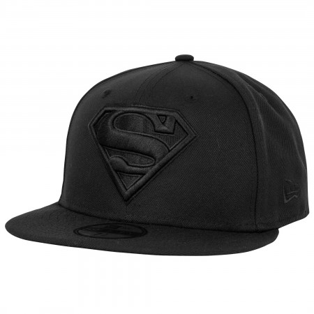 Superman Logo Black on Black New Era 59Fifty Fitted Hat