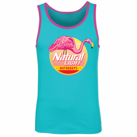 Natural Light Naturdays with Pastel Pink Trim Turquoise Tank Top
