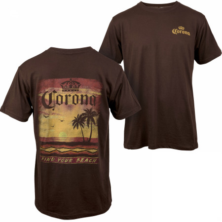 Corona Extra Sunset at The Beach Front and Back Print T-Shirt