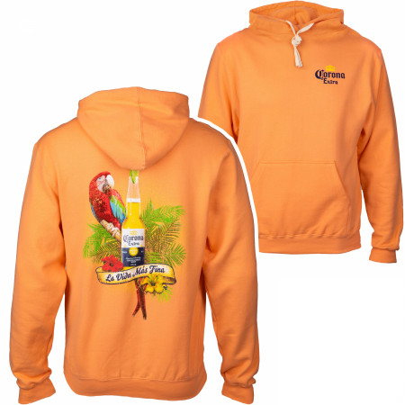 Corona Extra Parrot La Vida Mas Fina Front and Back Pullover Hoodie