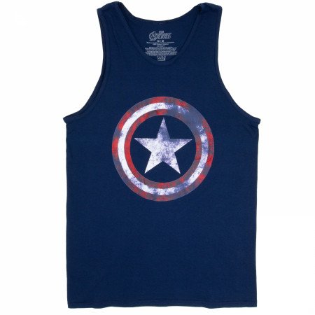 Captain America Distressed Navy Blue Tank Top